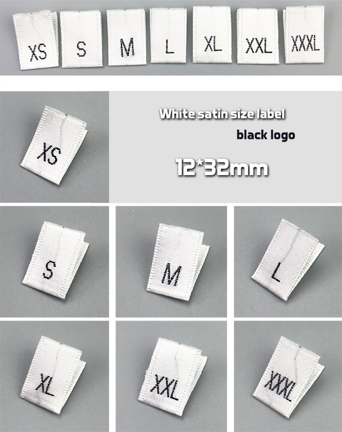 100 Size Labels / Woven Damask Sewing Tag / Centre Fold Stock - Etsy