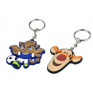 100 Keychain Key Fob Custom Name Tags, Soft Cartoon PVC Plastic ...