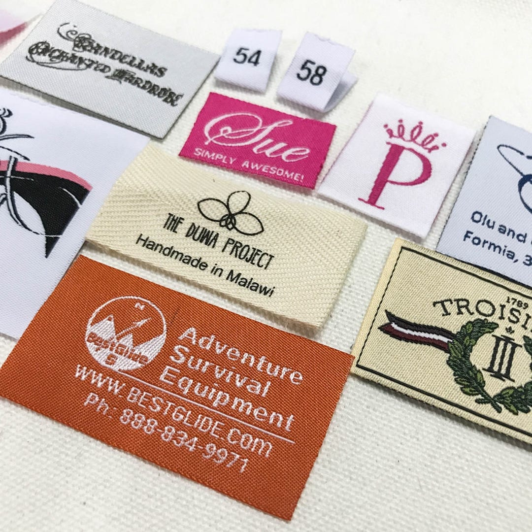 500 Custom Clothing Labels, Hem Tags, Hem Labels, Pip Woven Tag, Woven ...
