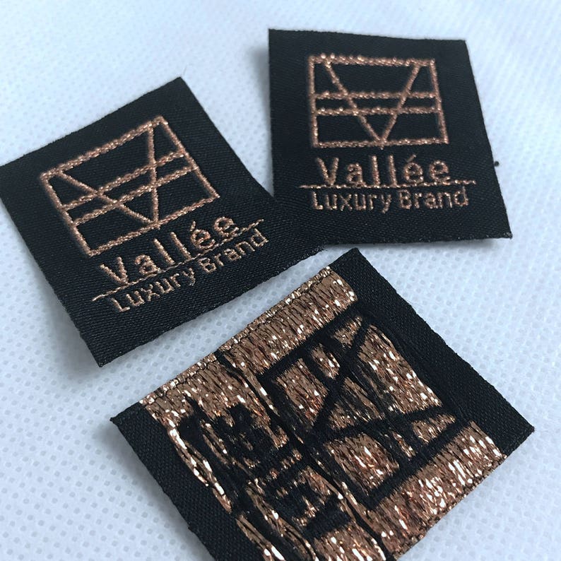 1000 Pcs Custom Rose Gold Woven Label, Pink Gold Thread Woven Label ...