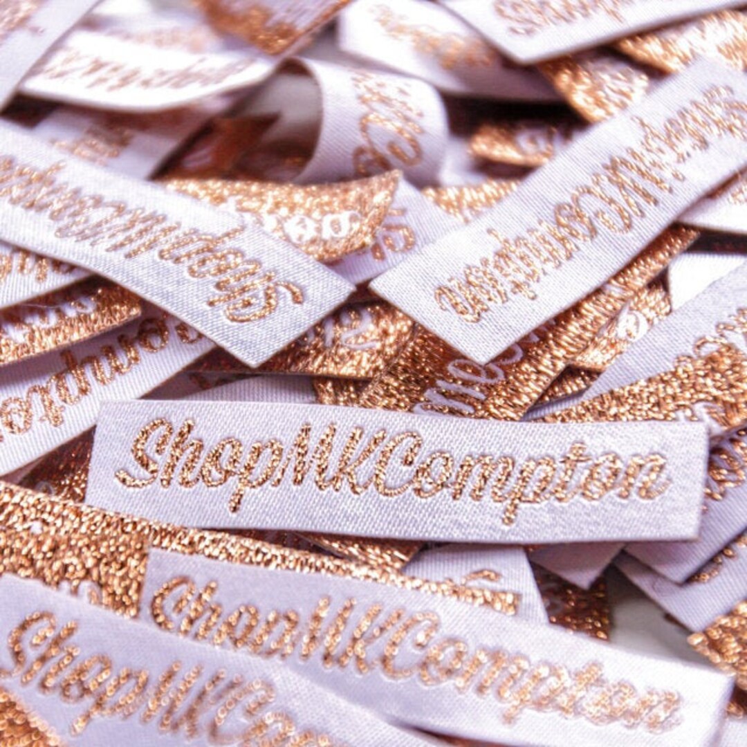 1000 Pcs Custom Rose Gold Woven Label, Pink Gold Thread Woven Label ...