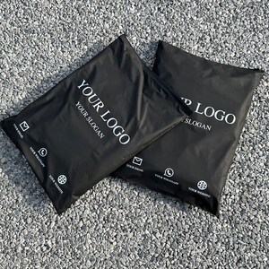 50 Black Zipper Bags With Logo, Customized Clothing Bags for Tshirt ...