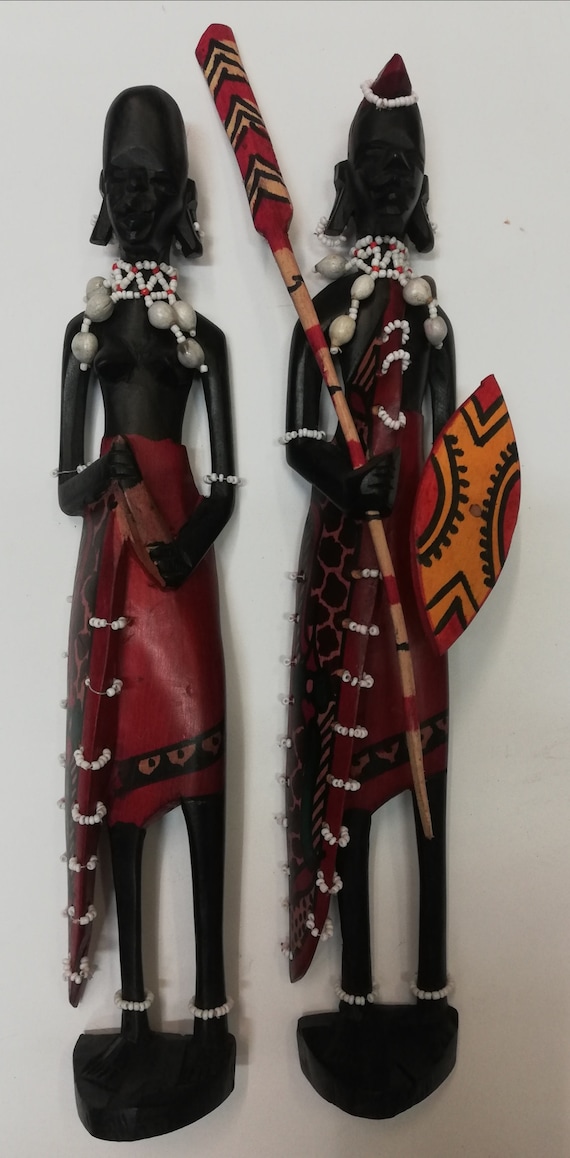 Maasai Figurines Wood Carved From Kenya - Etsy