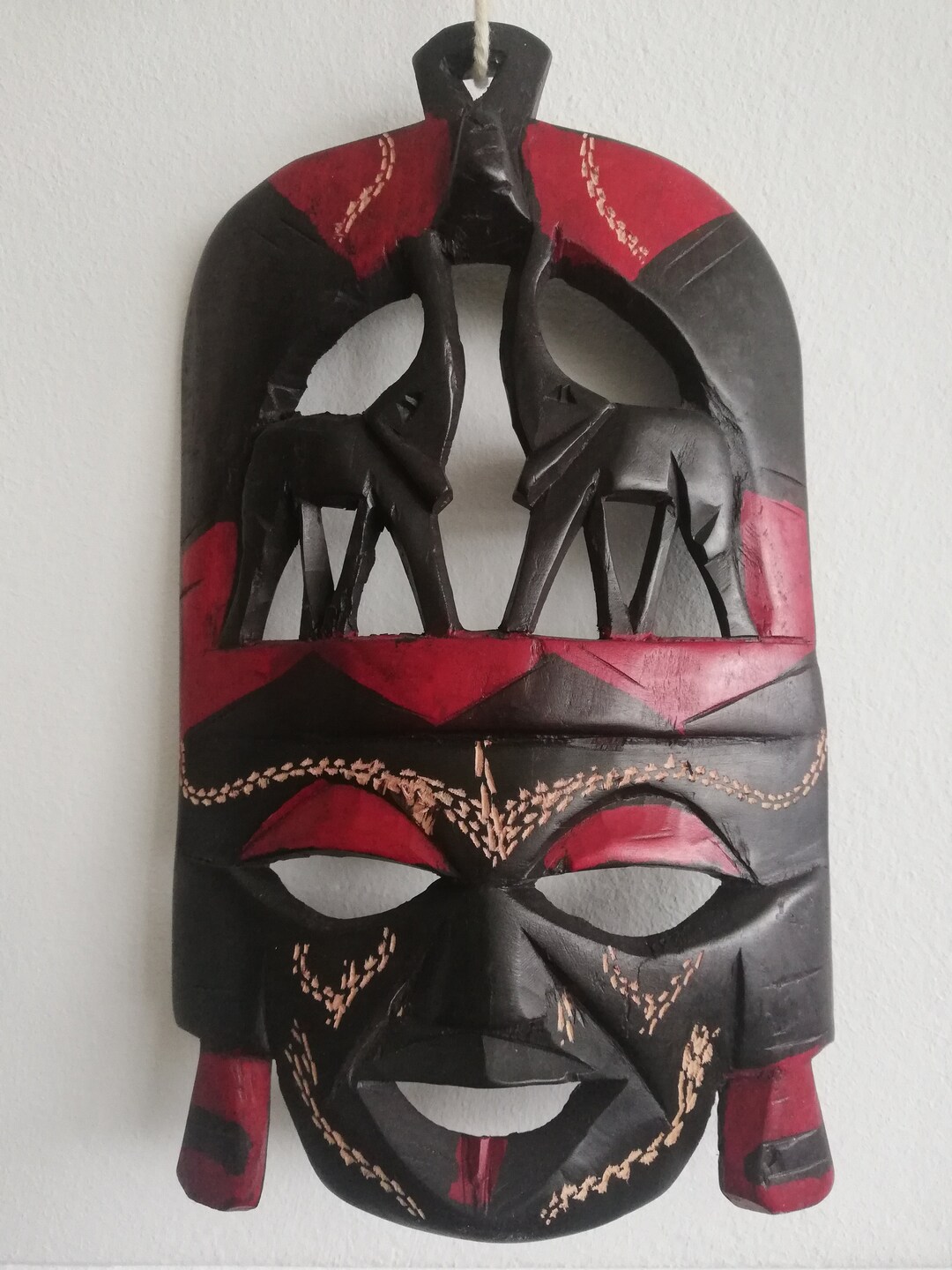 African Kenyan Wooden Mask With Elephants - Etsy