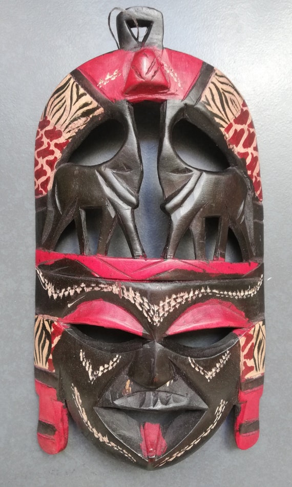African Mask From Kenya With Elephants | Etsy