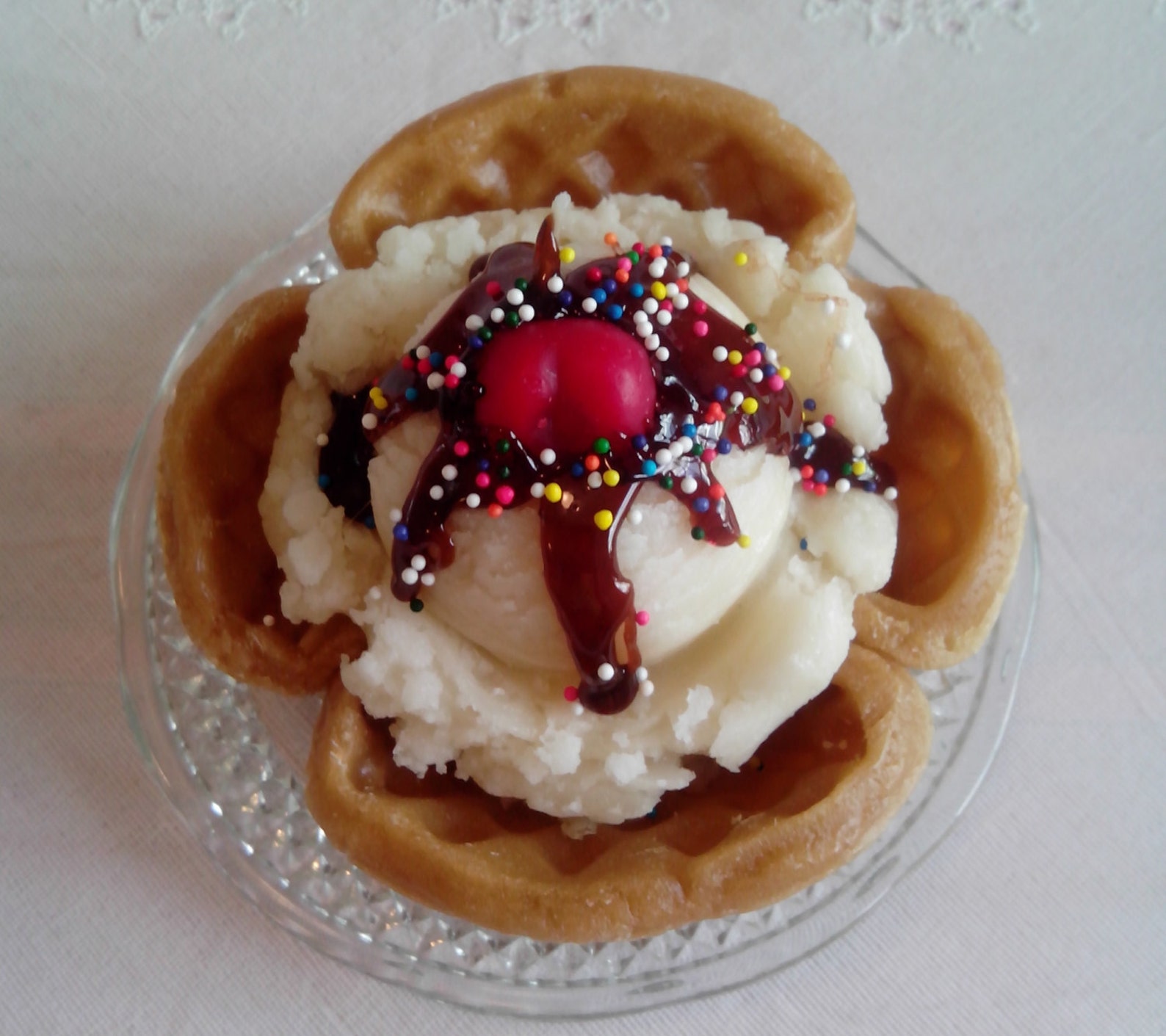 Waffle Cone Sundae Candle © - Etsy