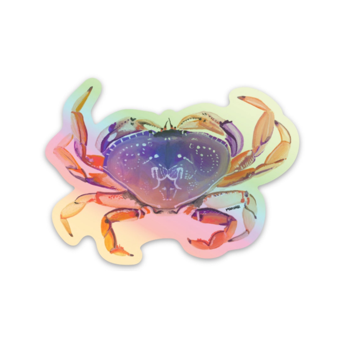 Holographic Dungeness Crab Sticker | Die Cut Vinyl Sticker | Sealife ...