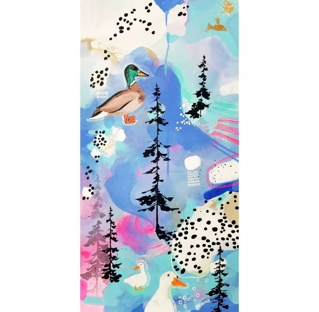 Quackers & Trees 12x24 Original Painting One of a Kind Gift Idea ...