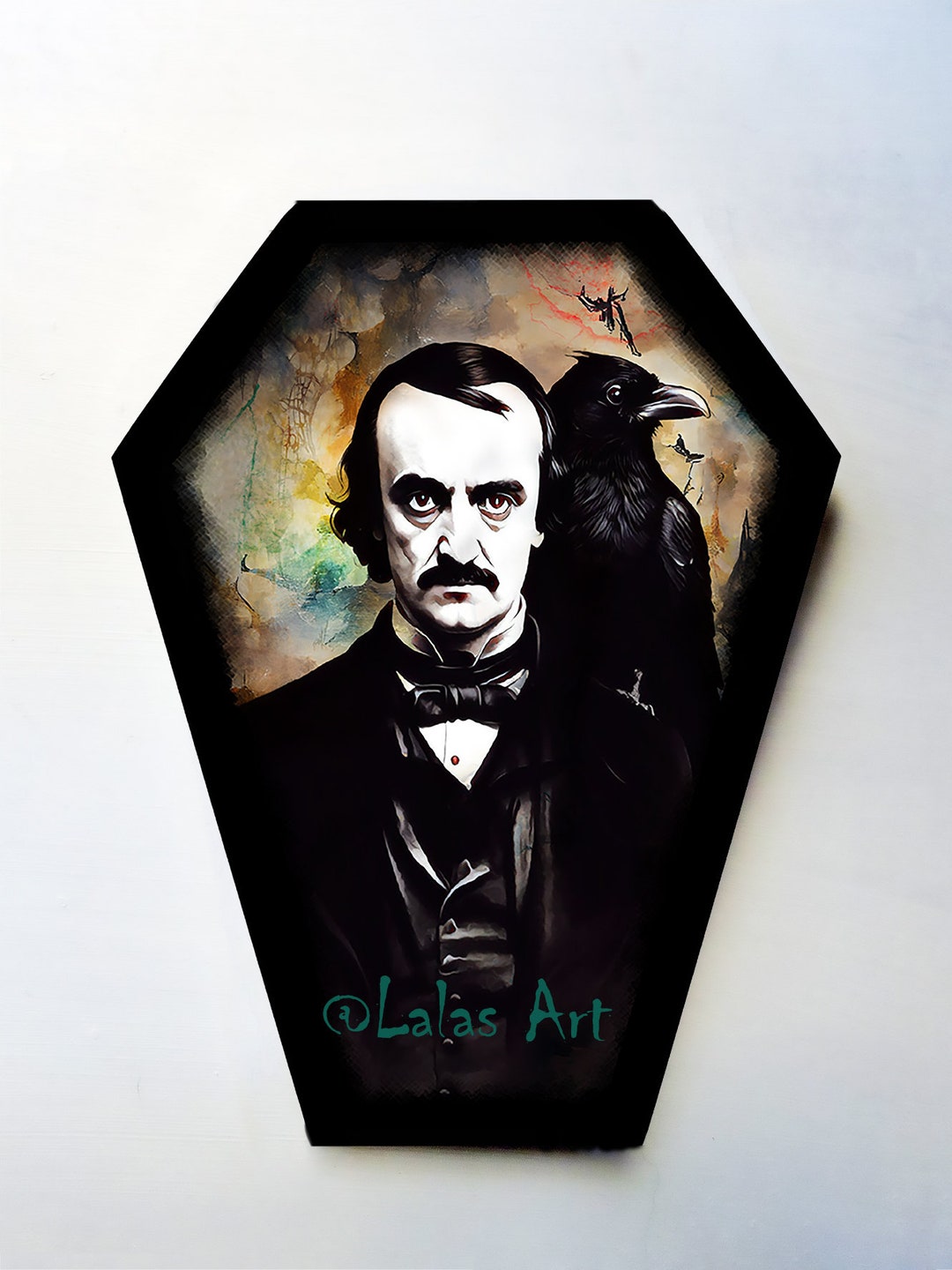 Coffin Shaped -edgar Allan Poe - American Poet - Raven - Home Decor - Wall Hanging - Mixmedia ...