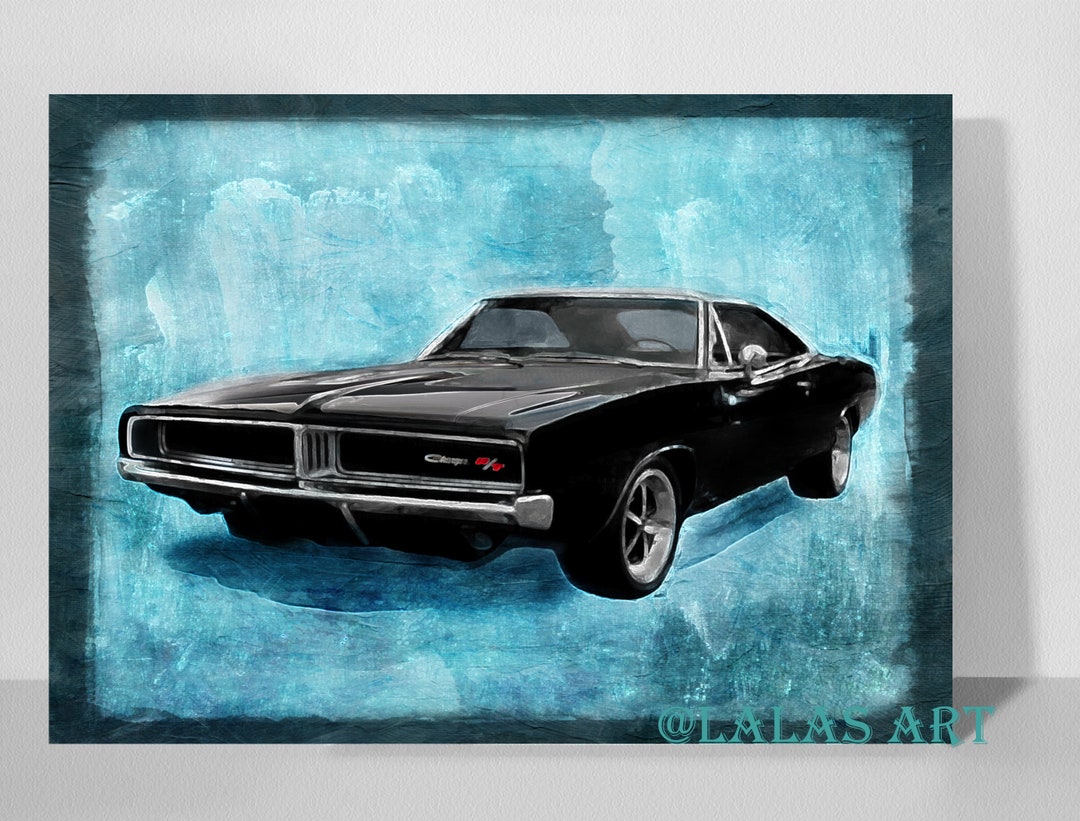 Vintage Retro Style Art - Old-timer - Art - Painting - Black Dodge ...