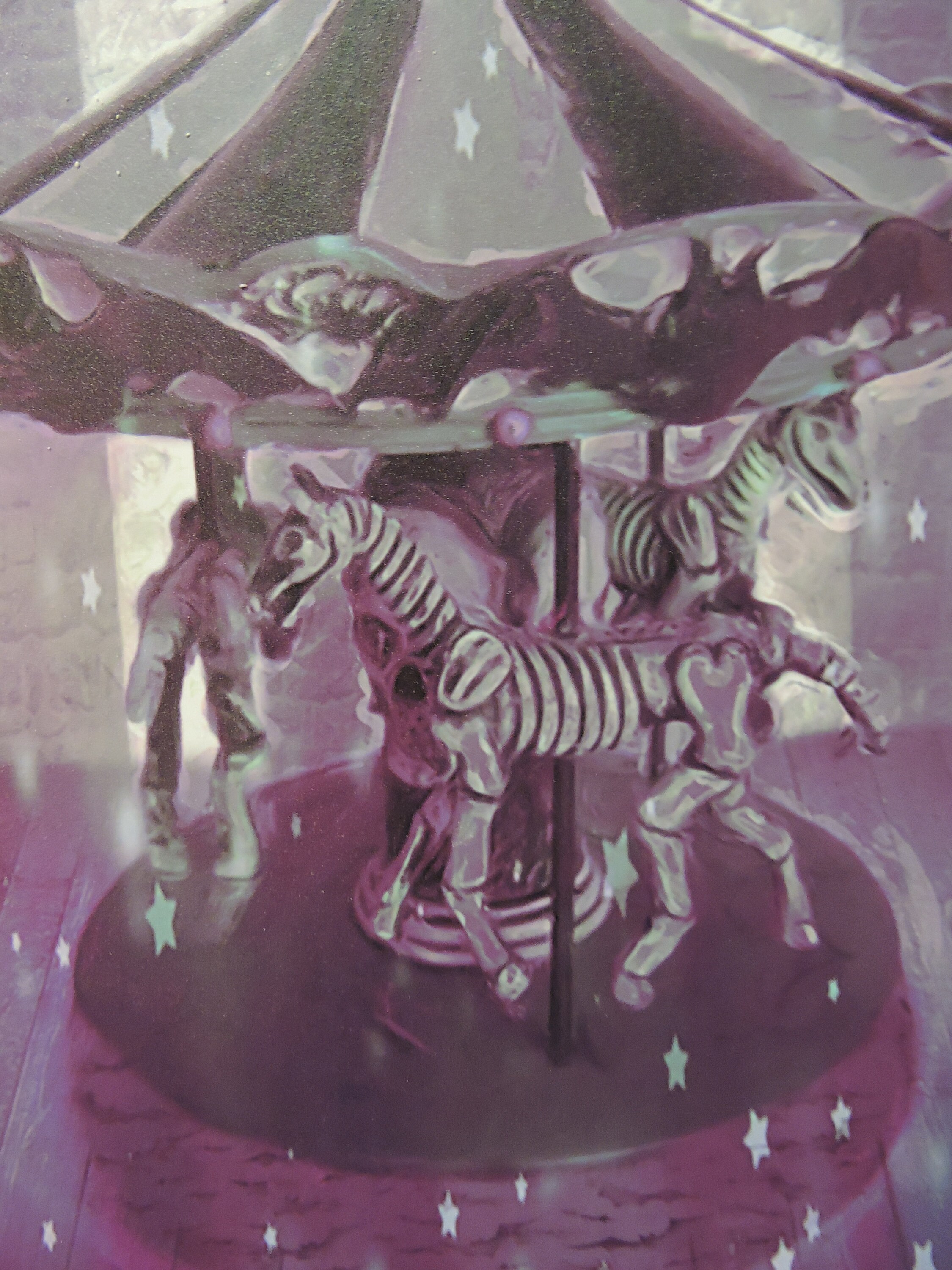 Creepy Carousel Skeleton Horse Circus 1900 Bat Mix media Fine | Etsy