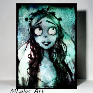 Unique Watercolor Painting of Emily the Corpse Bride Mix Media Fine ...
