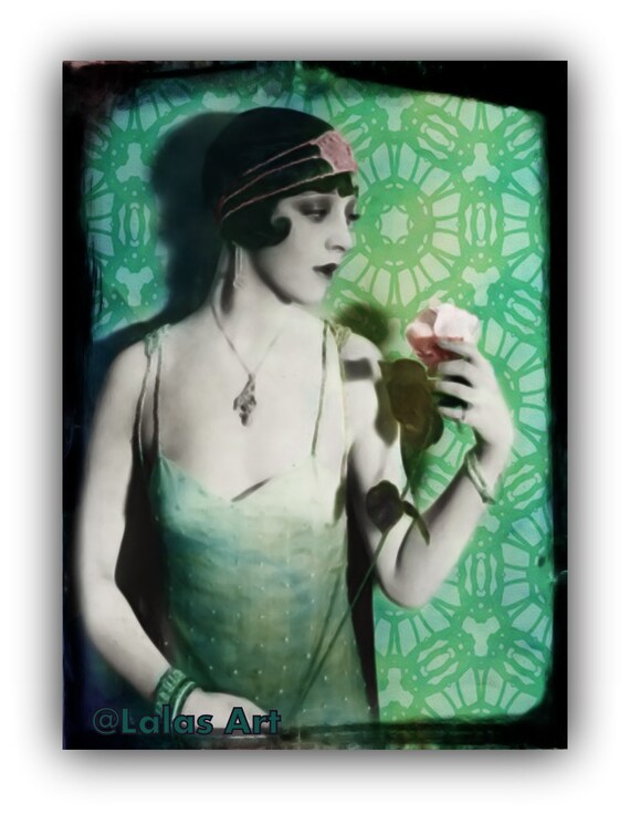 Vintage Style Painting Alma Bennett Flapper Girl Silent Movie | Etsy