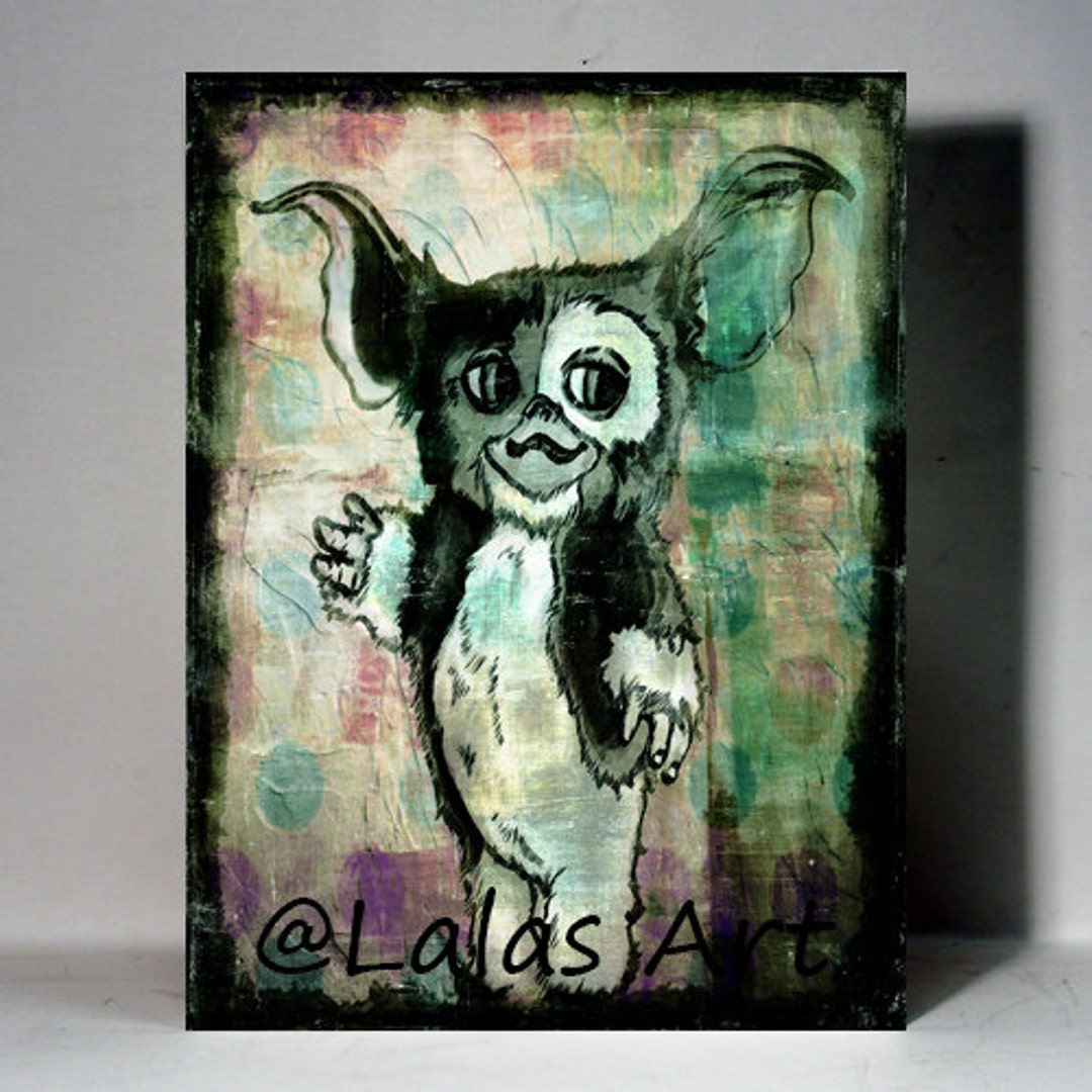 Retro Vintage Art Little Gizmo Gremlins Drawing Painting 1980's Movie ...