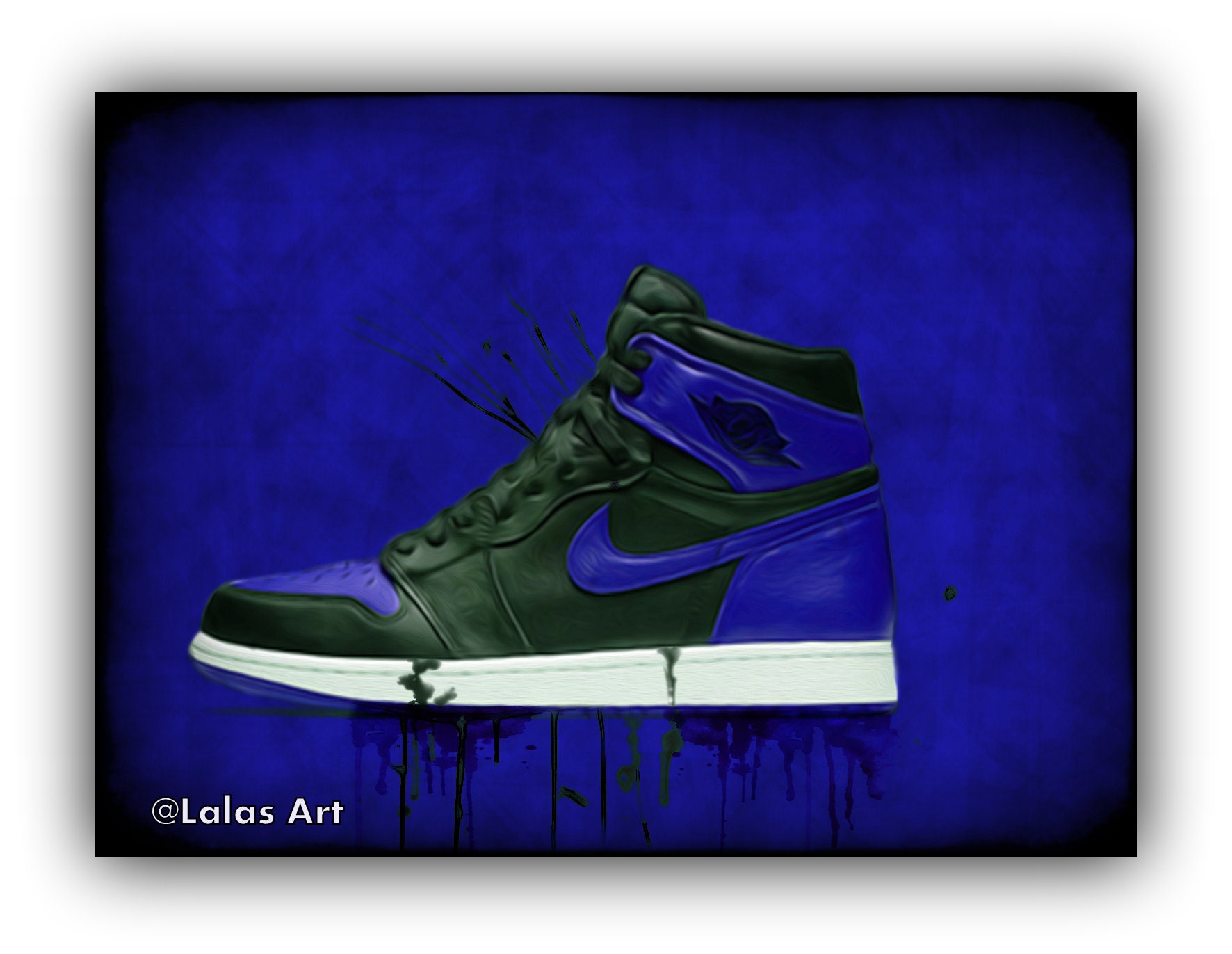 Unique Blue Nike Sneaker Art Air Jordan Shoe Painting | Etsy