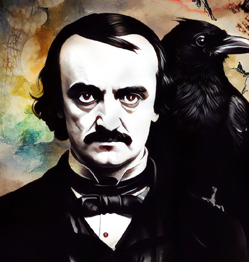 Edgar Allan Poe Art - American Poet - Raven - Home Decor - Wall Hanging ...
