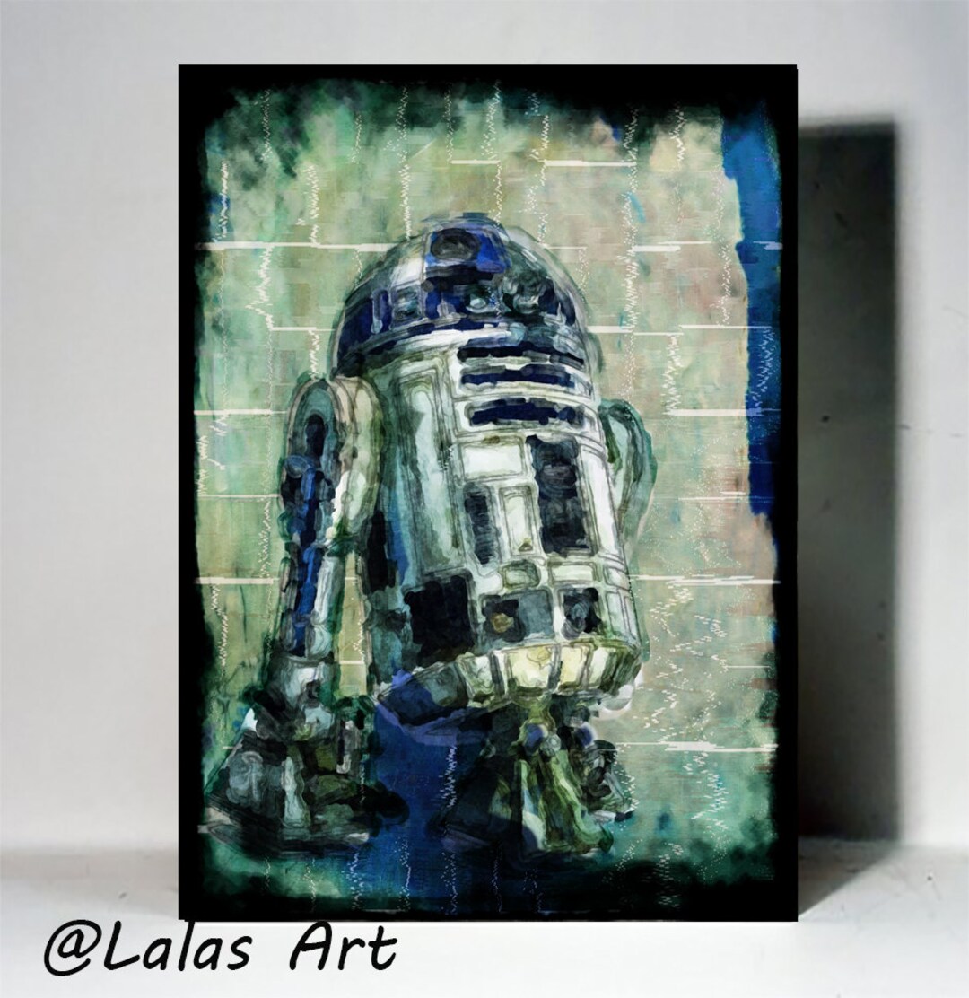Retro Vintage Style Art R2-D2 Drawing Painting Movie Classic Film Home ...