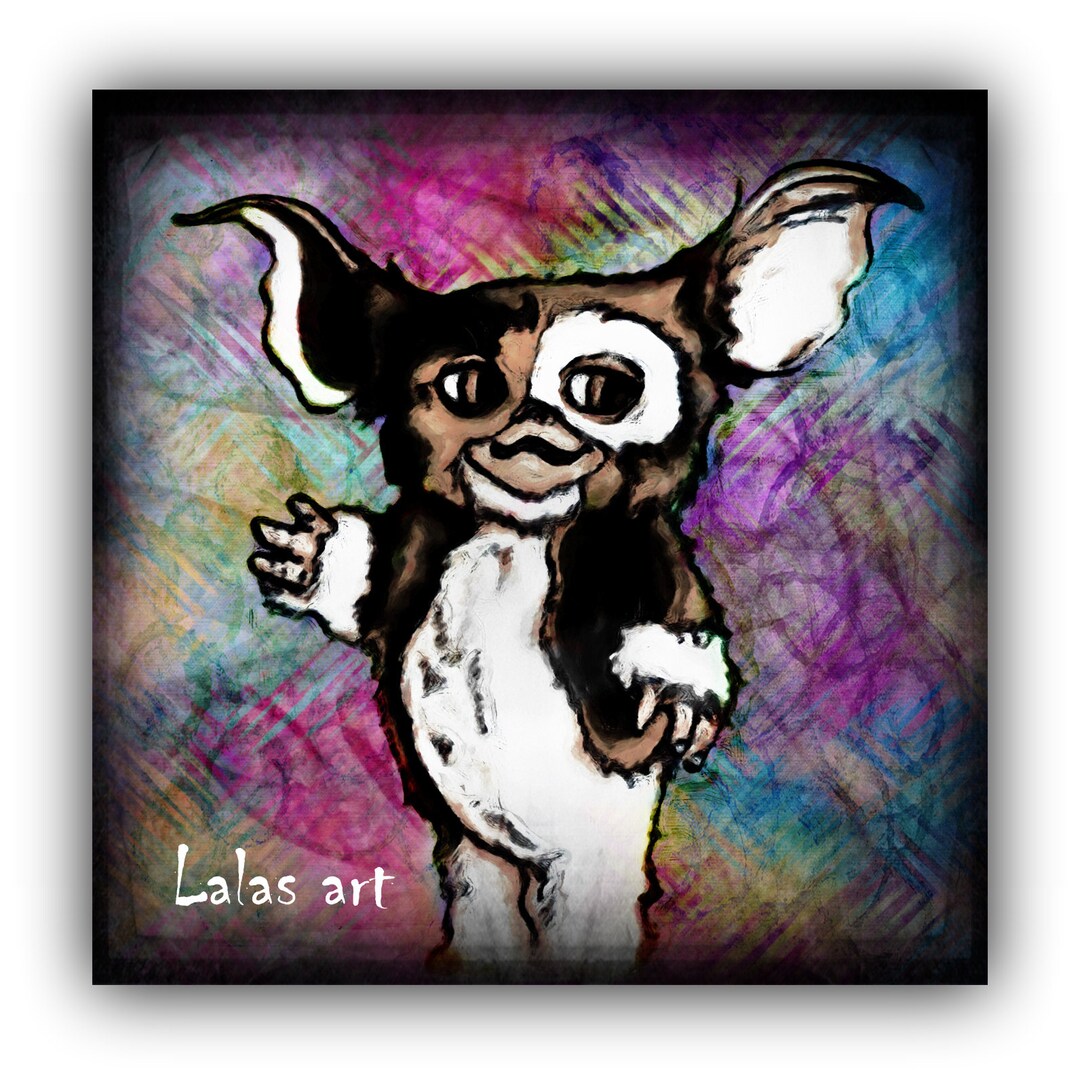 Retro Vintage Art Little Gizmo Gremlins Drawing Painting 1980's Movie ...