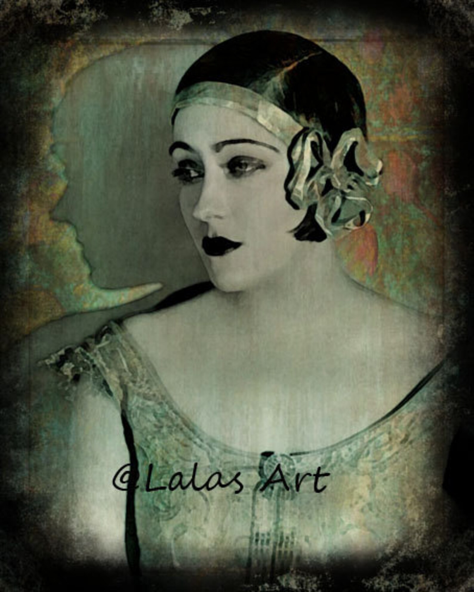 Vintage Style Painting of Gloria Swanson 1920s Retro Art Flapper Girl ...