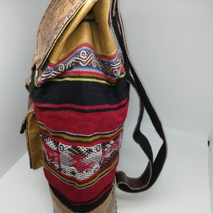 Peruvian Hand-tooled Leather and Textile Backpack Purse - Etsy