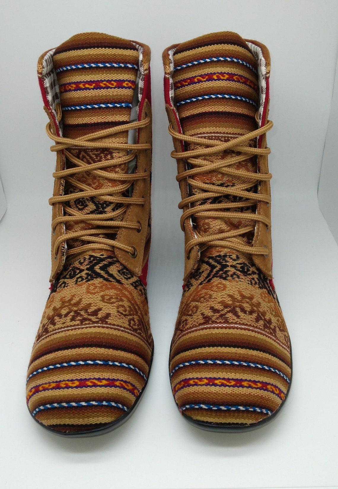 Tight Fit Peruvian Inca Red Textile and Leather Hi Top Shoes - Etsy