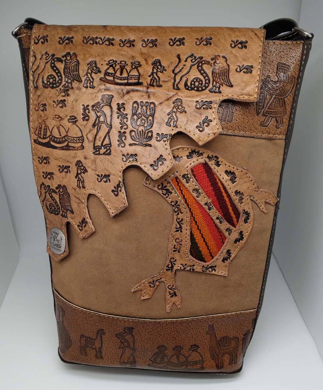 Peruvian Hand-tooled Leather and Textile Purse - Etsy