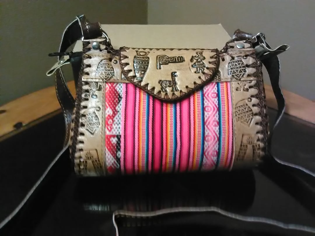 Peruvian Hand-tooled Leather and Textile Purse - Etsy