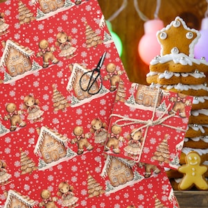 Gingerbread Christmas Wrapping Paper, Gingerbread Man, Christmas ...