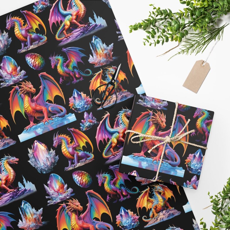Dragon Wrapping Paper - Dragon Gift Wrap, Dragon Gifts, Dragon Birthday ...