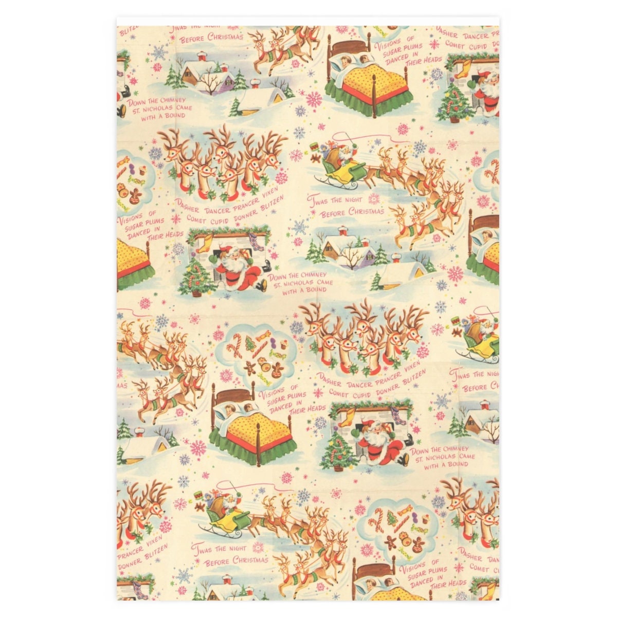 Vintage Christmas Wrapping Paper | Christmas Gift Wrap | Vintage Santa ...