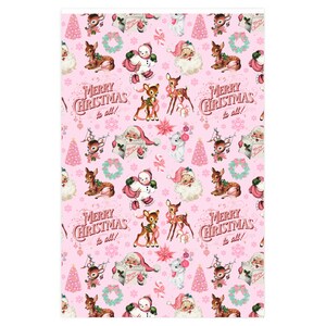 Vintage Pink Christmas Wrapping Paper | Christmas Gift Wrap | Vintage ...