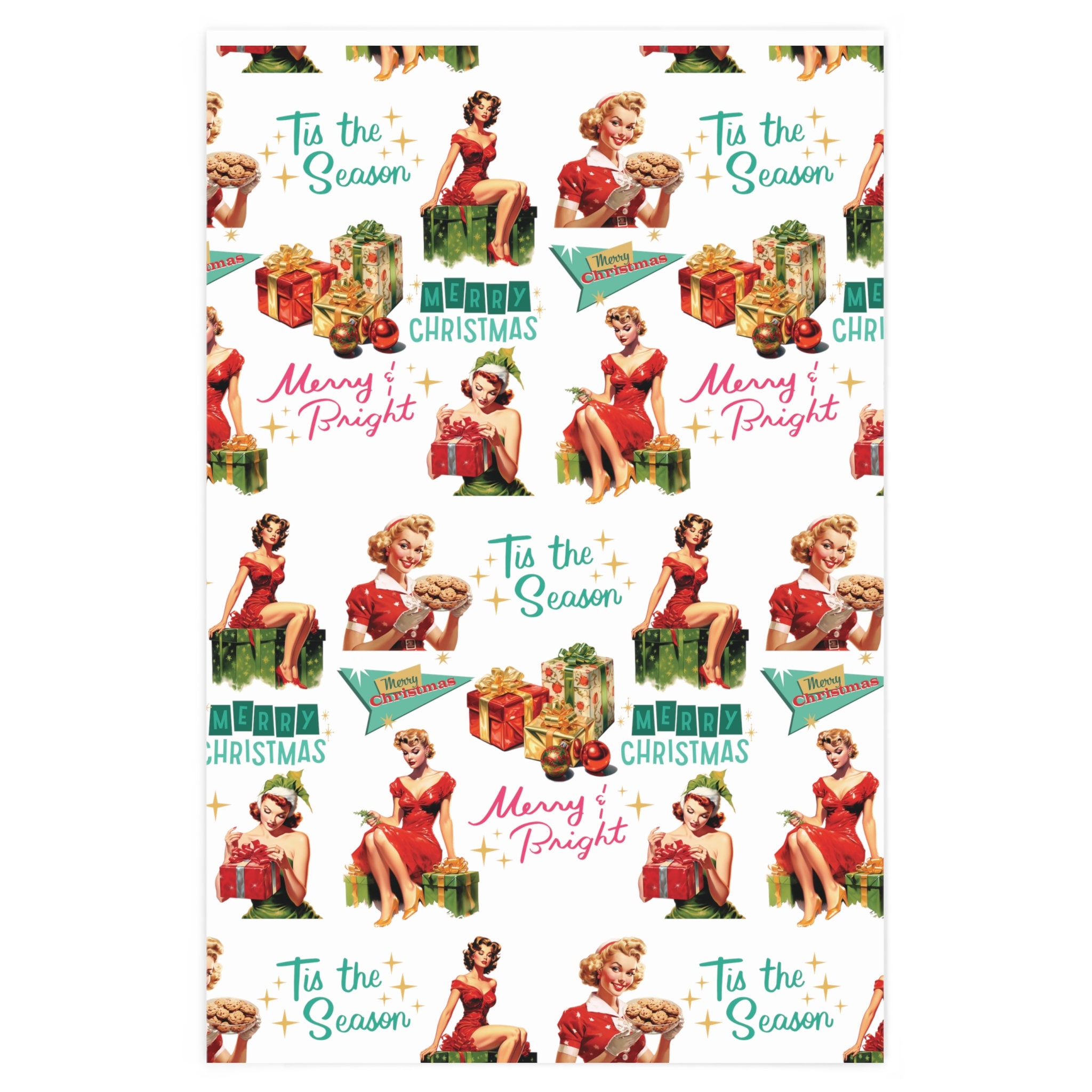 Vintage Pinup Girl Christmas Wrapping Paper Christmas Gift - Etsy