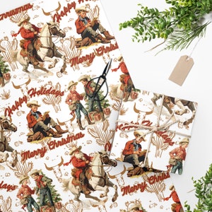 Cowboy Wrapping Paper - Christmas Gift Wrap, Western Gifts, Cowboy Gift ...