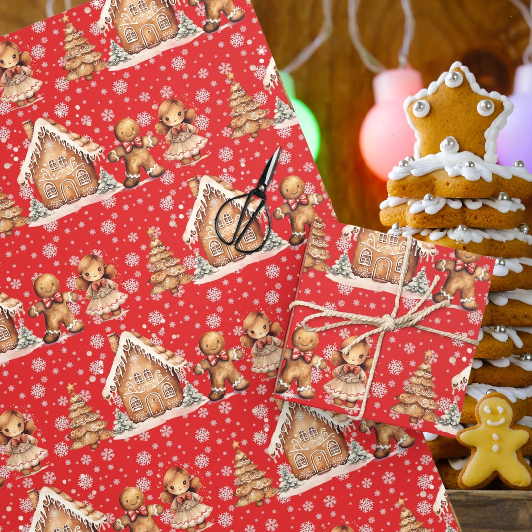 Gingerbread Christmas Wrapping Paper, Gingerbread Man, Christmas ...