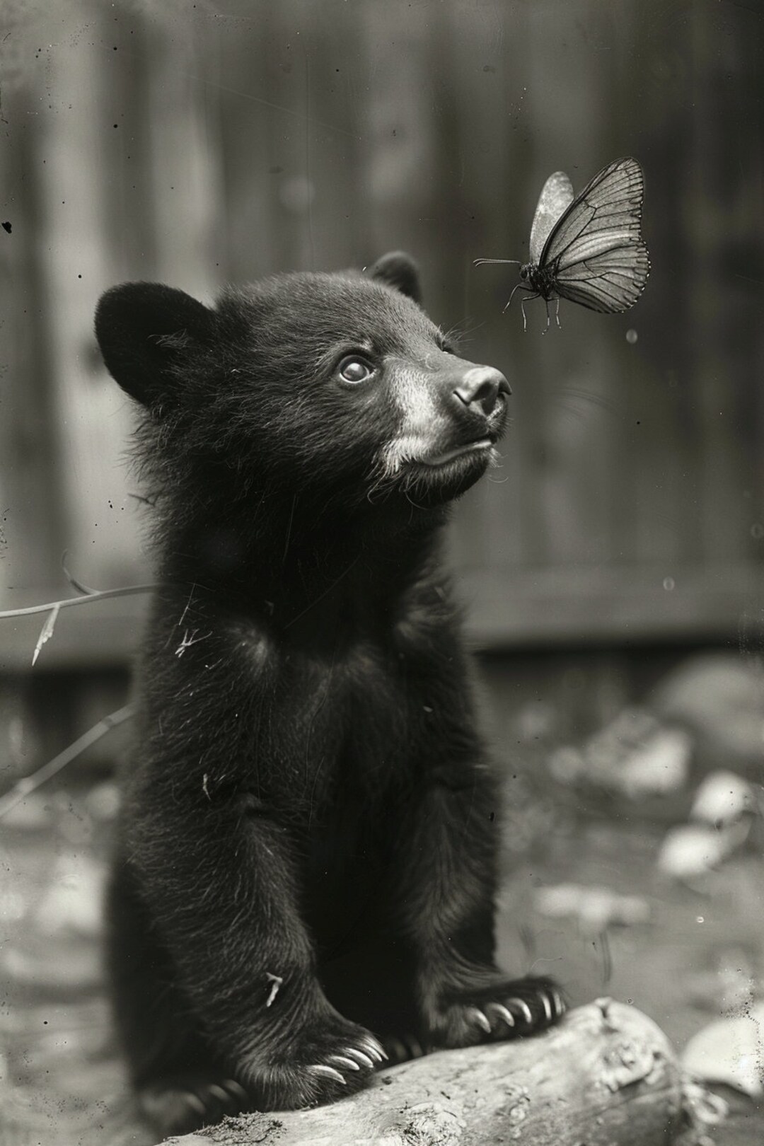Antique Black Bear Cub Photography | Wildlife Print (digital Download ...