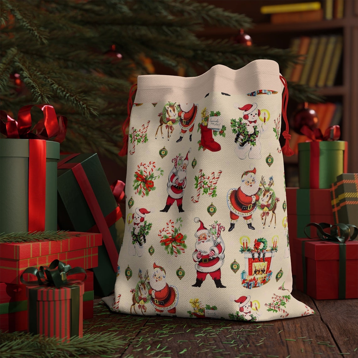 Vintage Santa Sack | Linen Christmas Gift Bag, Laundry Sack - Etsy