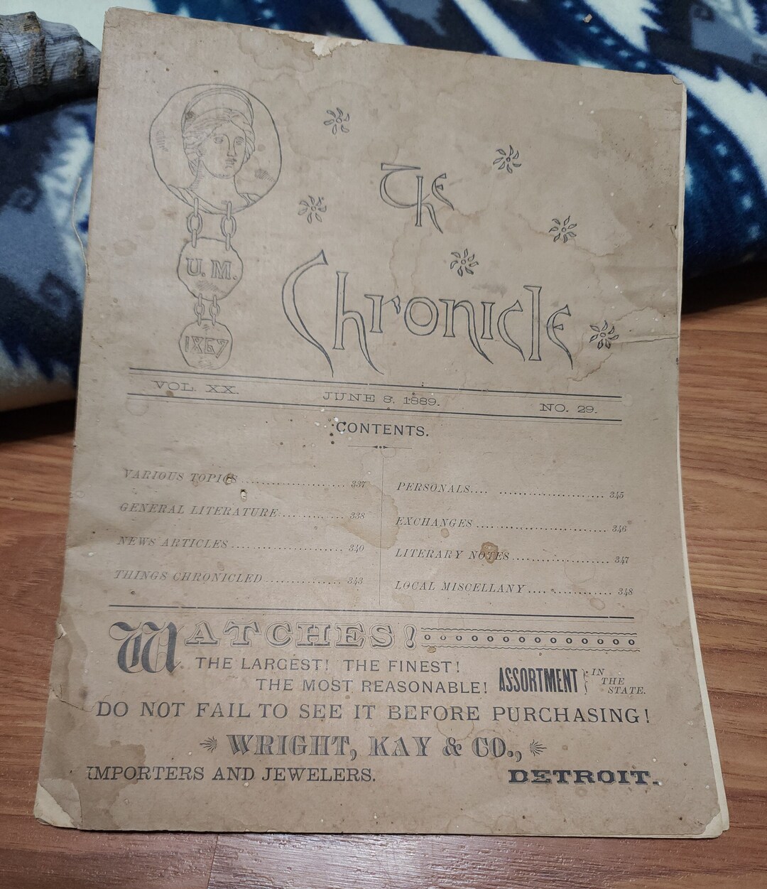 Antique 1889 the Chronicle Magazine, Antique Newspaper, Ann Arbor ...