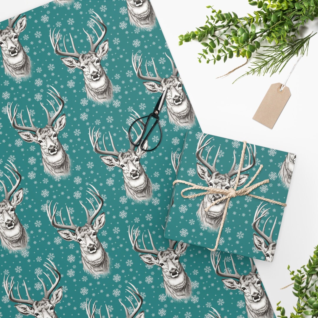Rustic Christmas Deer Wrapping Paper, Christmas Hunting Wrapping Paper ...
