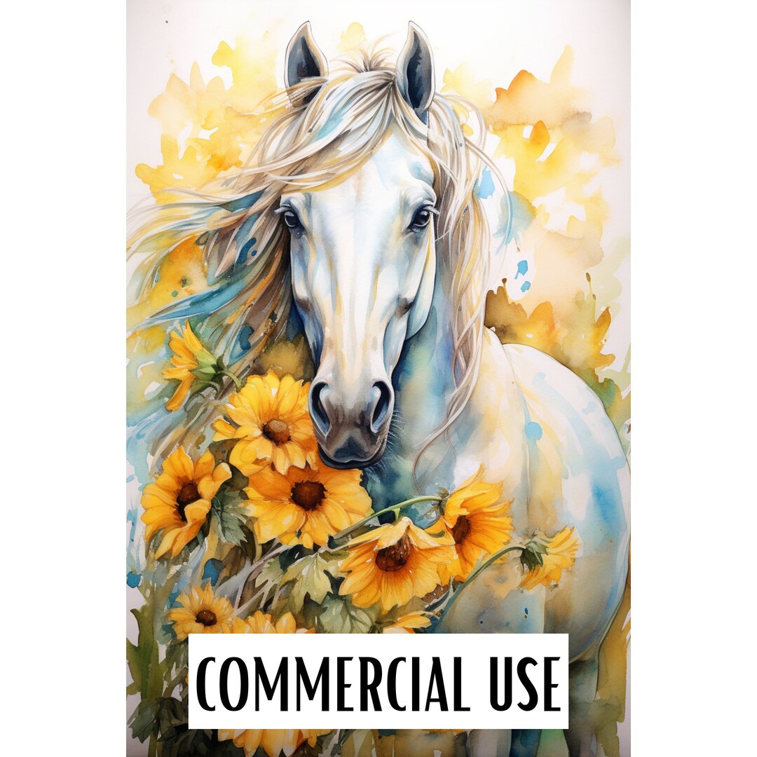 Sunflower Horse Watercolor Painting | Western Art Print (digital ...