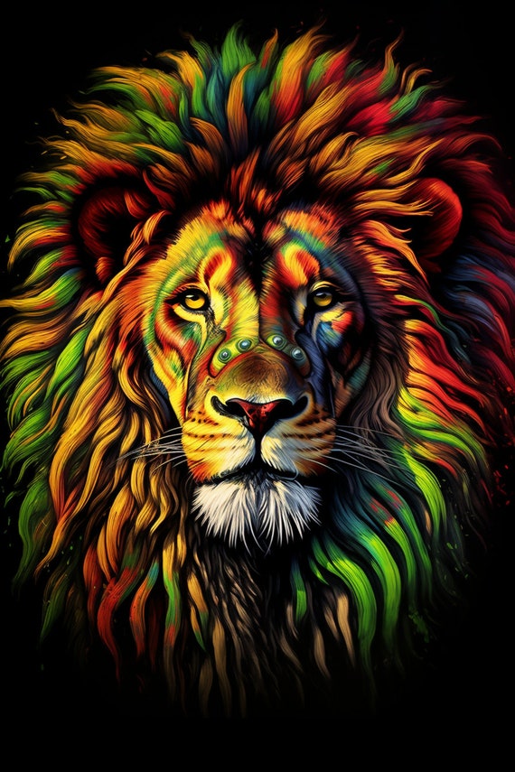 Rastafarian Lion Painting