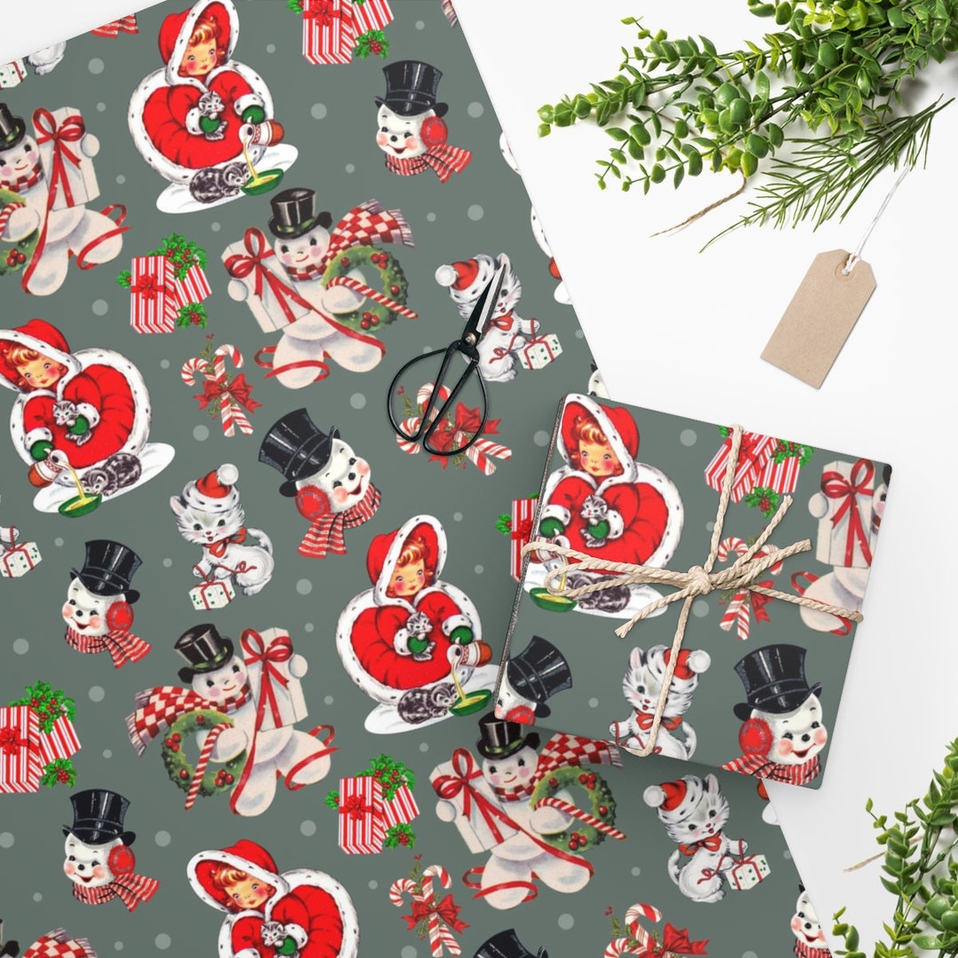 Vintage Christmas Cat Wrapping Paper | Christmas Gift Ideas | Cat ...