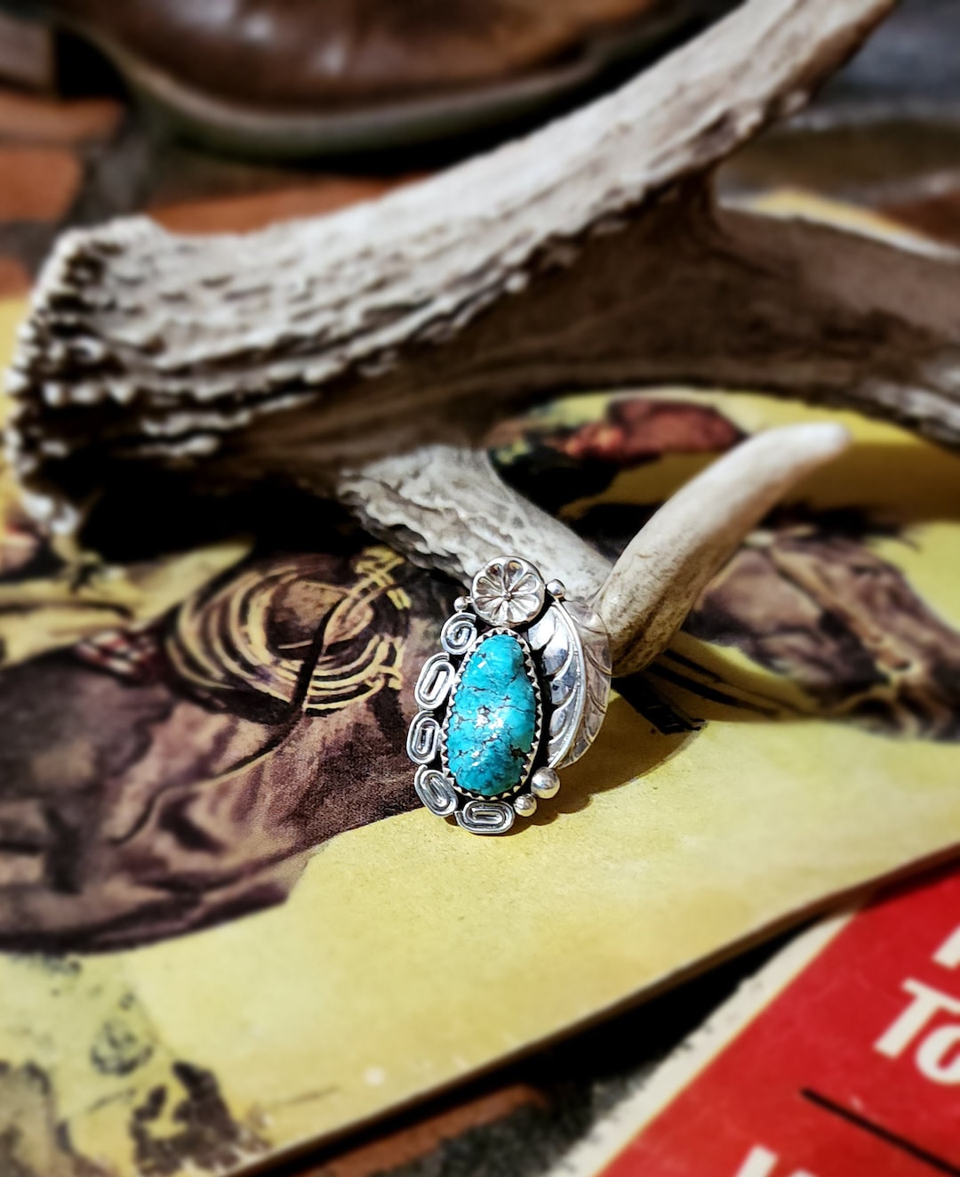 Vintage Navajo Turquoise Ring, Handmade Jewelry, Authentic Native ...