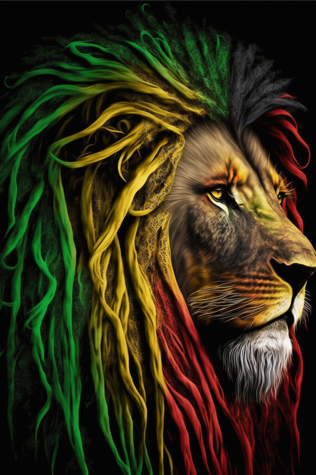 Jamaican Lion Art | Digital Download Print | African Lion Decor | Cellphone Wallpaper ...