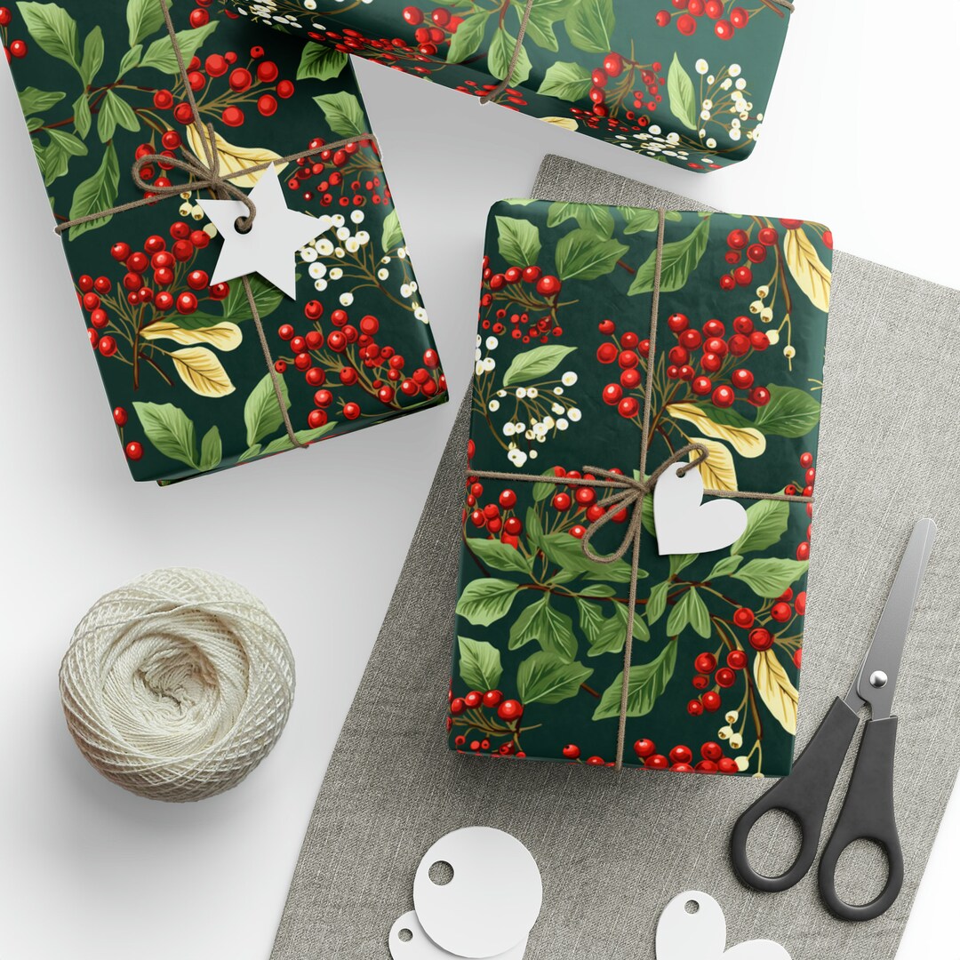 Christmas Wrapping Paper Mistletoe Christmas Gift Wrap - Etsy
