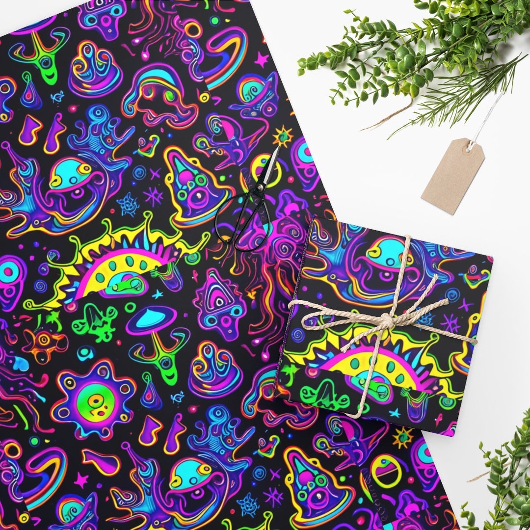 Psychedelic Gift Wrapping Paper Hippie Wrapping Paper Psychedelic Art ...