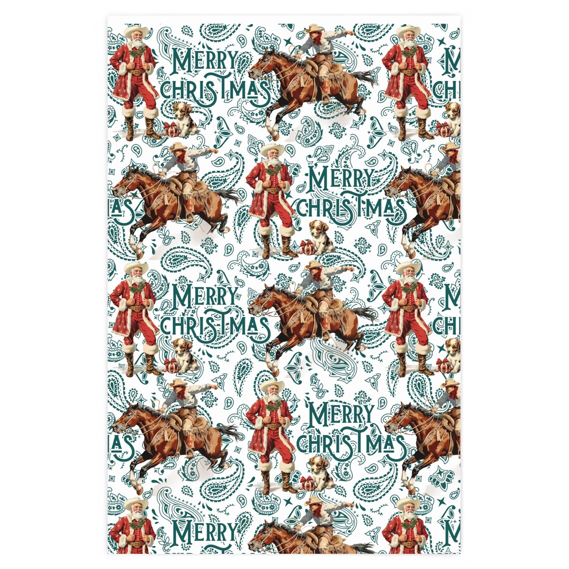 Cowboy Christmas Wrapping Paper – Western Xmas Gift Wrap - Etsy