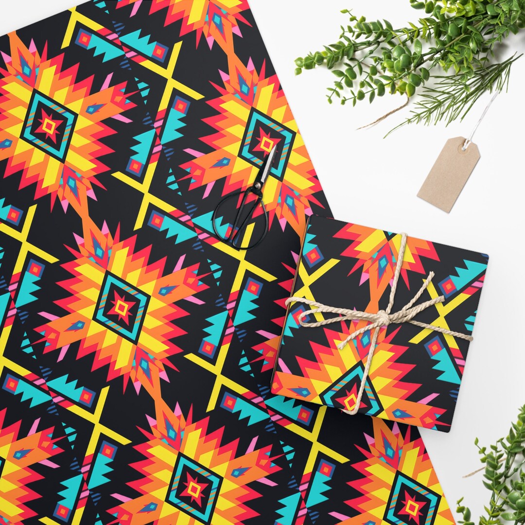 Navajo Tribal Pattern Wrapping Paper, Pendelton Pattern Gift Wrap ...
