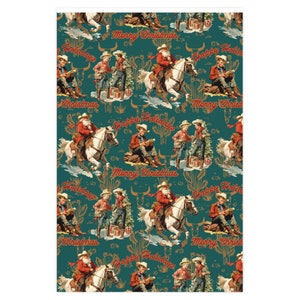 Cowboy Wrapping Paper - Christmas Gift Wrap, Western Gifts, Cowboy Gift ...