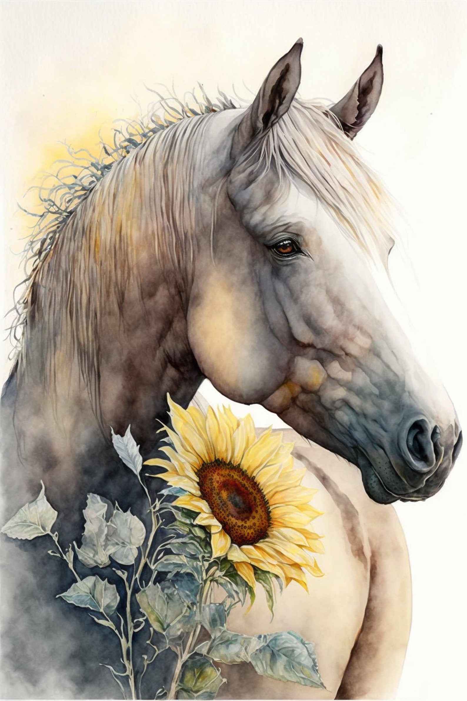 Sunflower Horse Digital Download Print | Watercolor Horse Painting ...