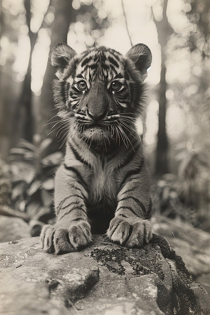 Antique Tiger Cub Photo Print | Vintage Wildlife Photography (digital ...